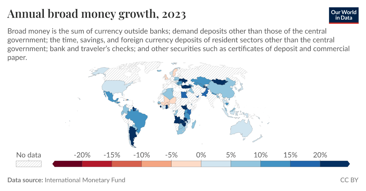 Annual broad money growth - Our World in Data