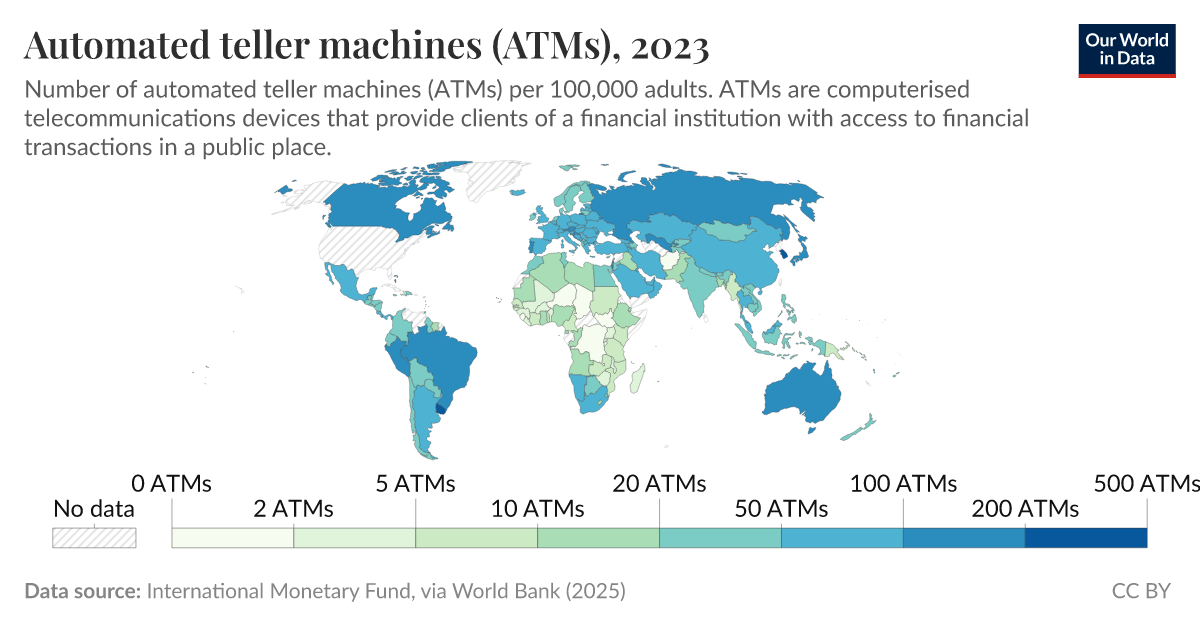 Automated teller machines (ATMs) - Our World in Data