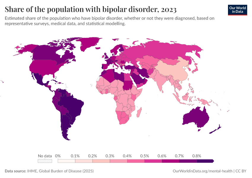 Bipolar disorder prevalence - Our World in Data