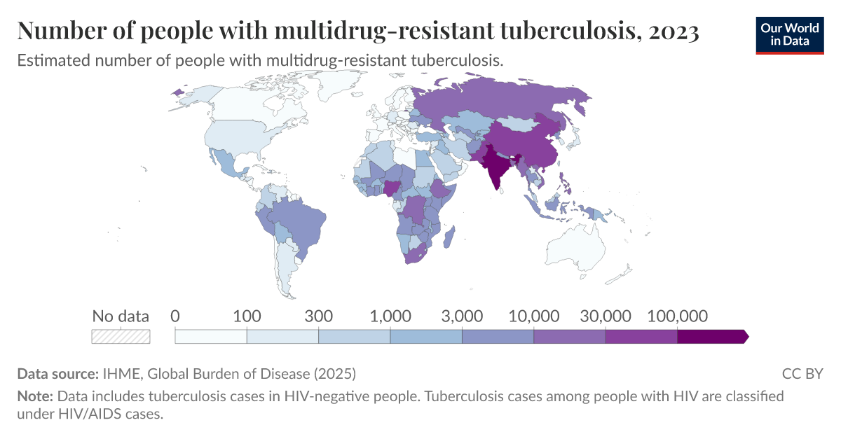 Number of people with multidrug-resistant tuberculosis - Our World in Data