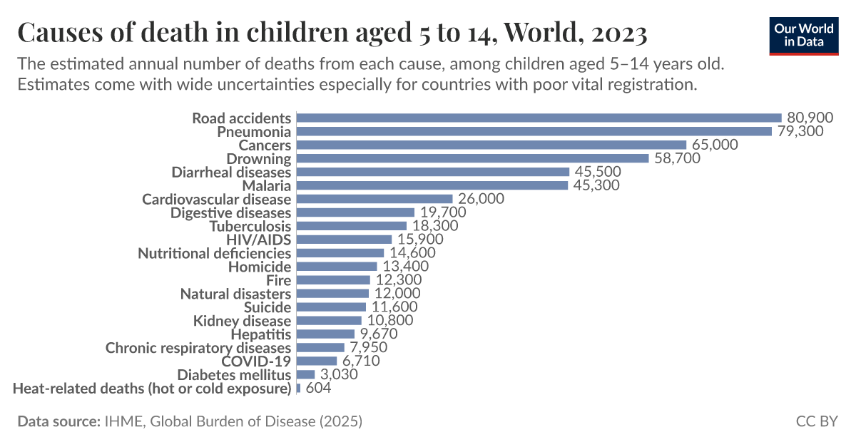 Causes of death in children aged 5 to 14 - Our World in Data