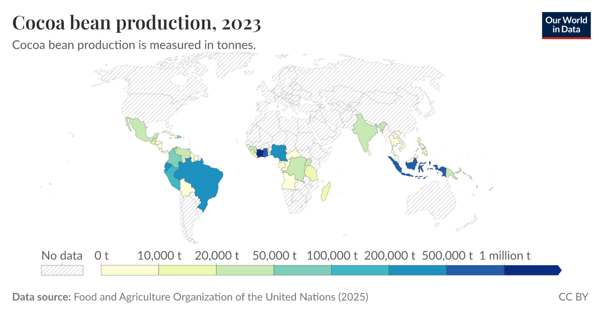 Cocoa bean production - Our World in Data