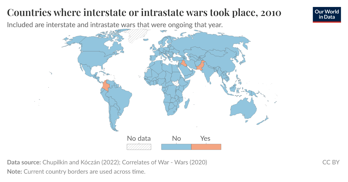 Countries where interstate or intrastate wars took place - Our World in ...