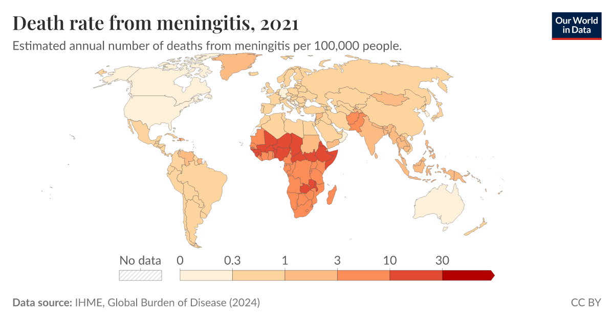 Death rate from meningitis - Our World in Data