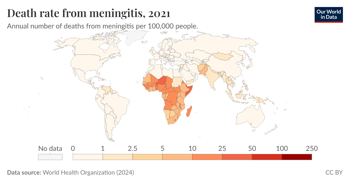Death rate from meningitis - Our World in Data
