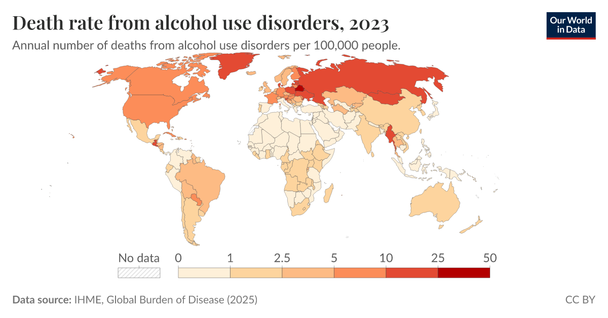 Death rate from alcohol use disorders - Our World in Data
