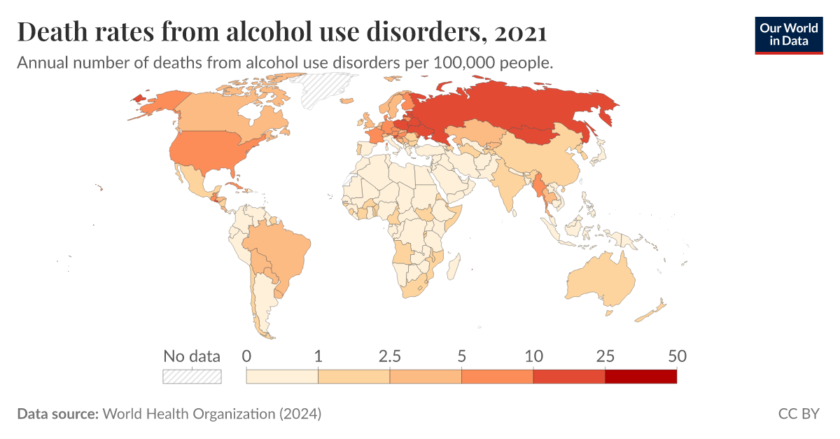 Death rates from alcohol use disorders - Our World in Data