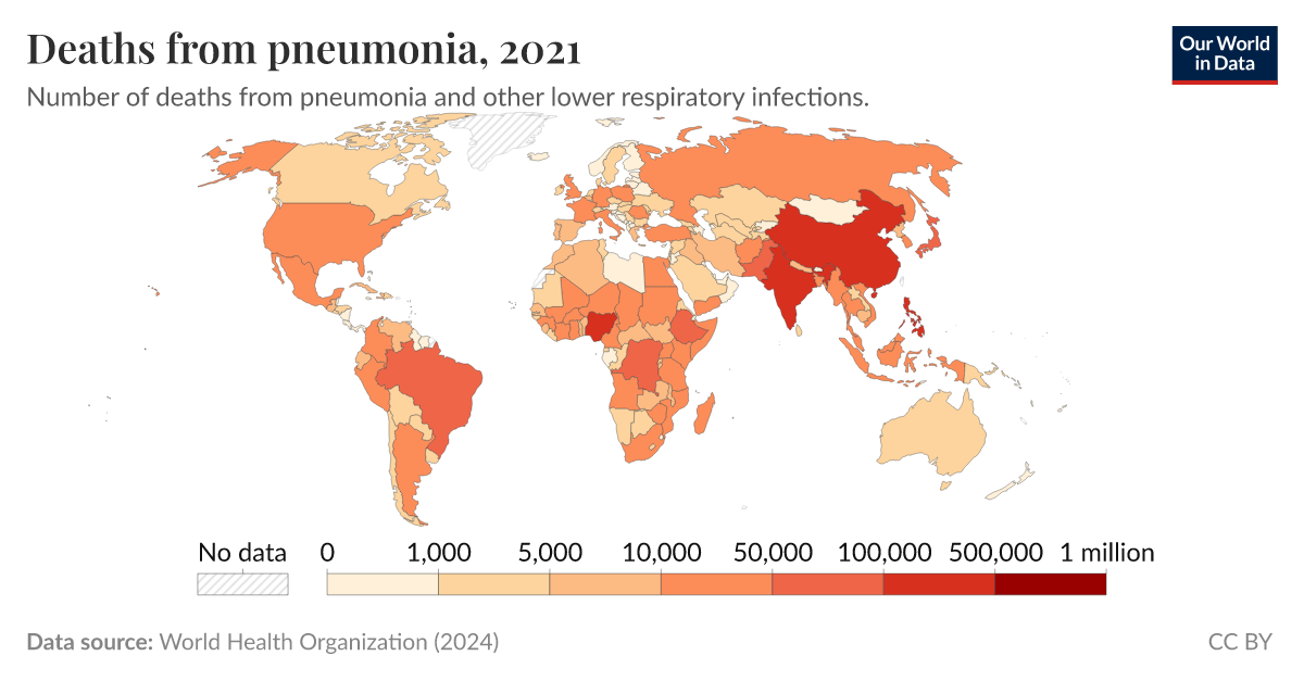 Deaths from pneumonia - Our World in Data