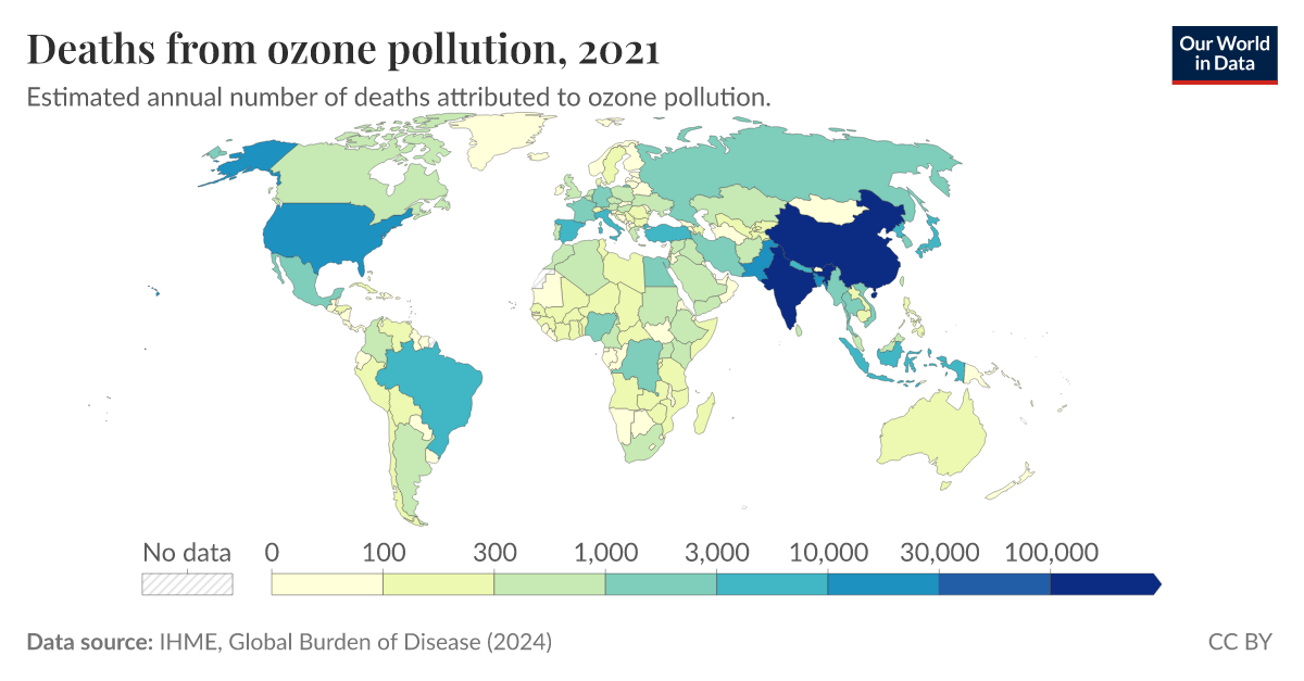 Deaths from ozone pollution - Our World in Data