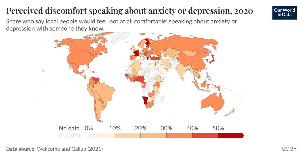 Perceived discomfort speaking about anxiety or depression - Our World ...
