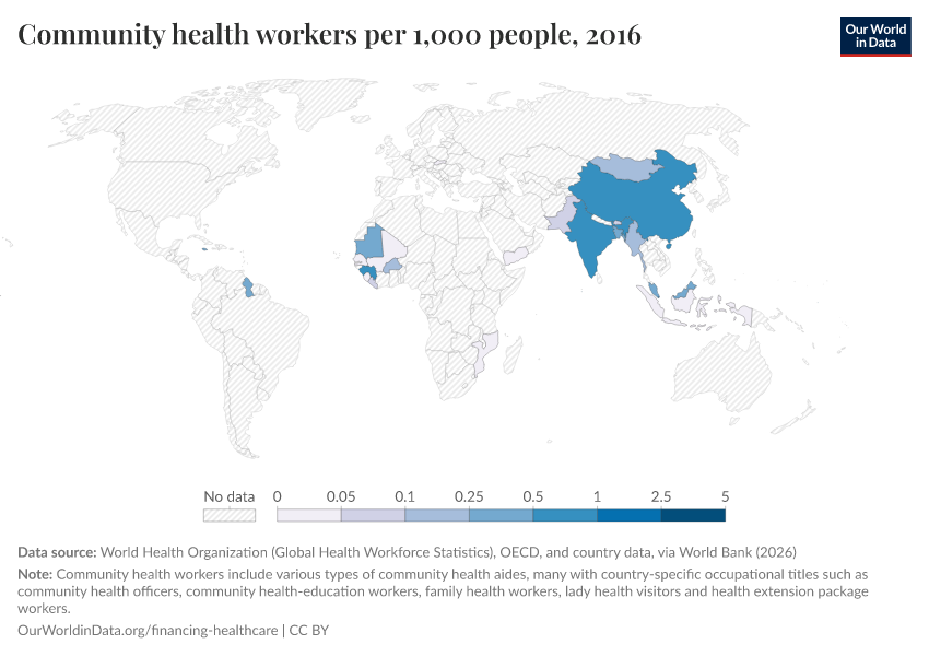 Community health workers per 1,000 people - Our World in Data