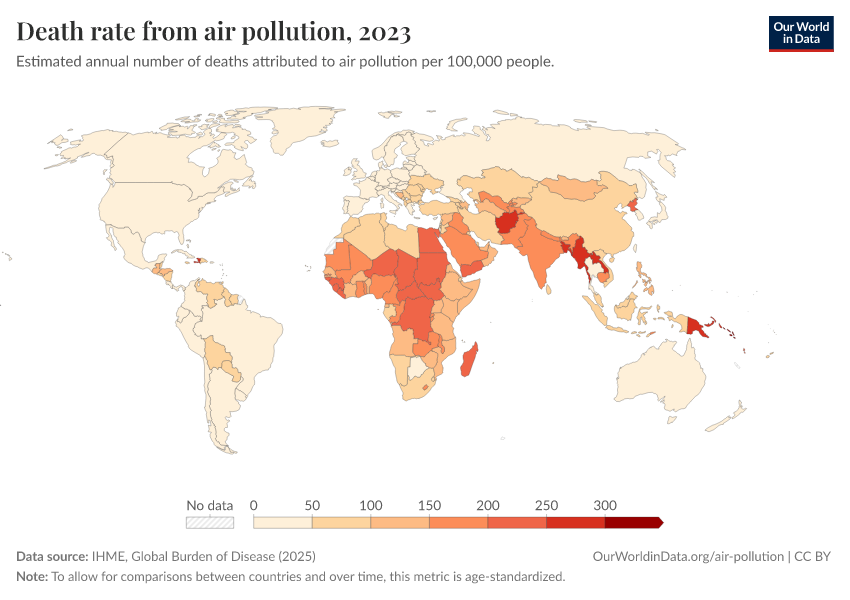 Death rates from air pollution - Our World in Data