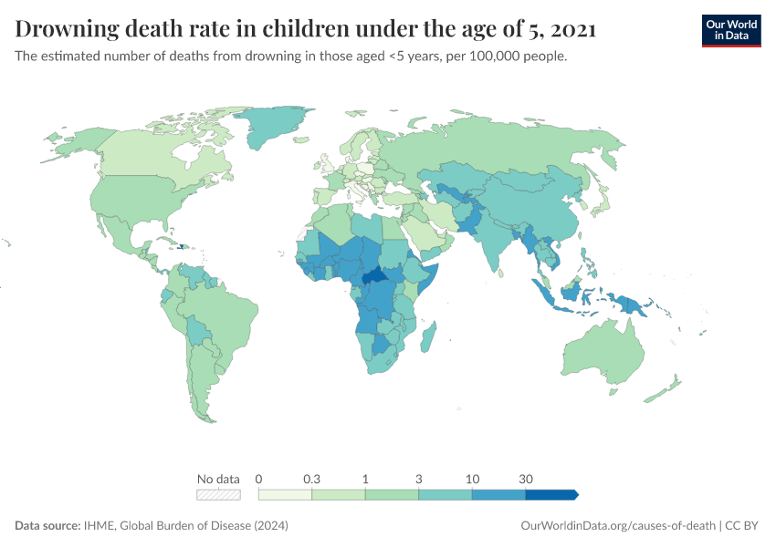 Drowning death rates – children under the age of 5 - Our World in Data