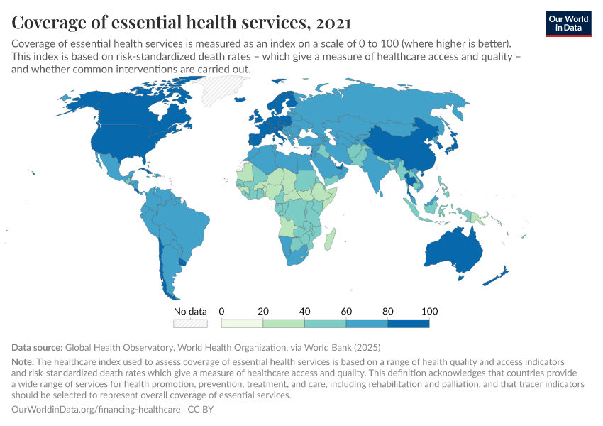 Coverage of essential health services - Our World in Data