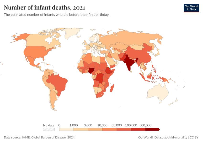 Number of infant deaths - Our World in Data
