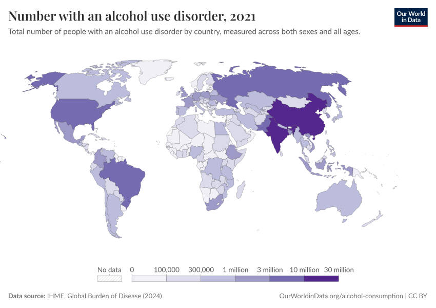 Number with an alcohol use disorder - Our World in Data