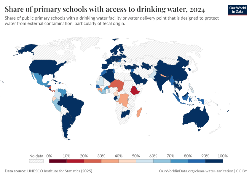 Percentage of primary schools with access to potable water - Our World ...