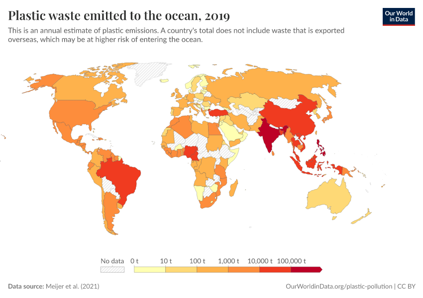 Plastic waste emitted to the ocean - Our World in Data