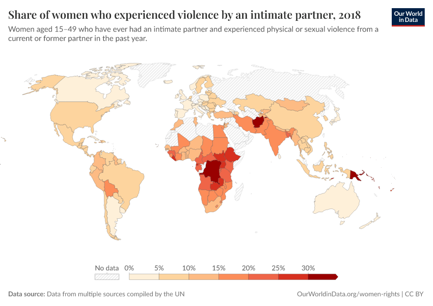 Share of women who experienced physical or sexual violence by an ...
