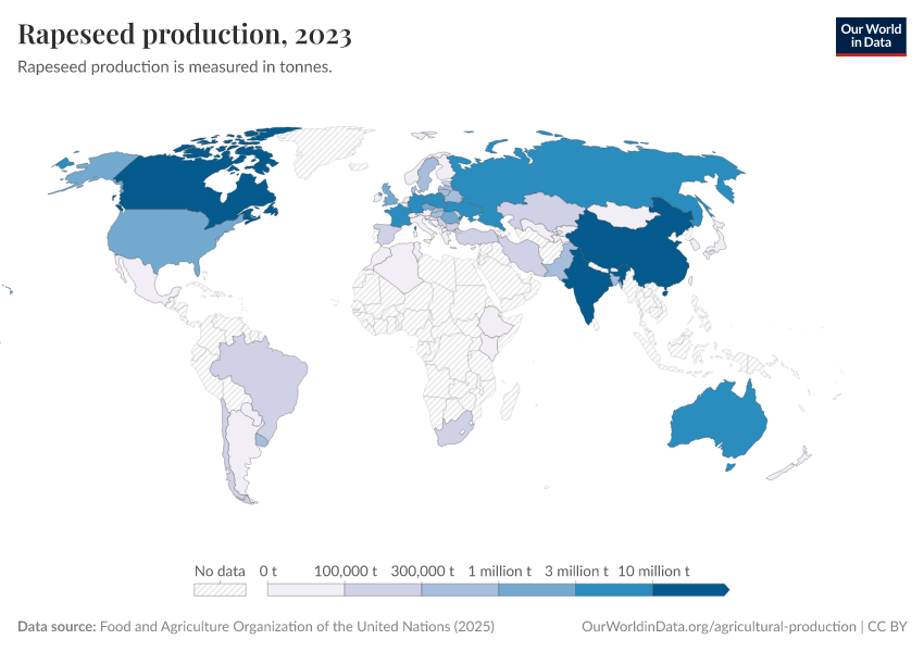 Rapeseed production - Our World in Data