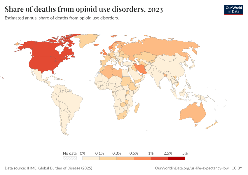 Share of deaths from opioid overdoses - Our World in Data