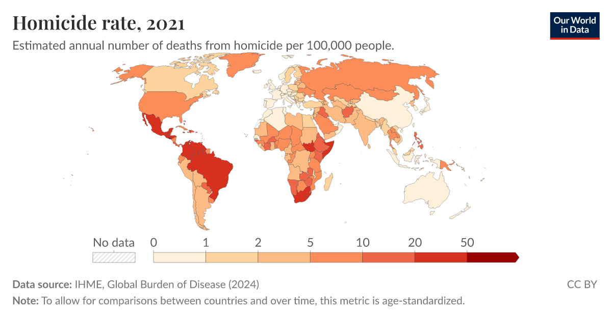 Homicide rate - Our World in Data