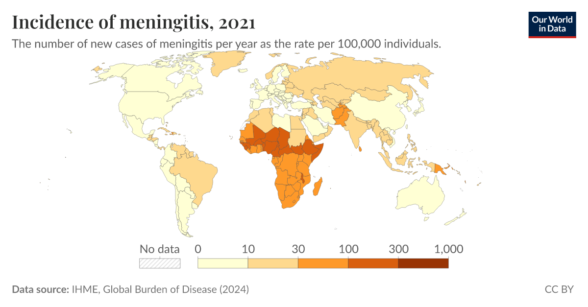 Incidence of meningitis - Our World in Data