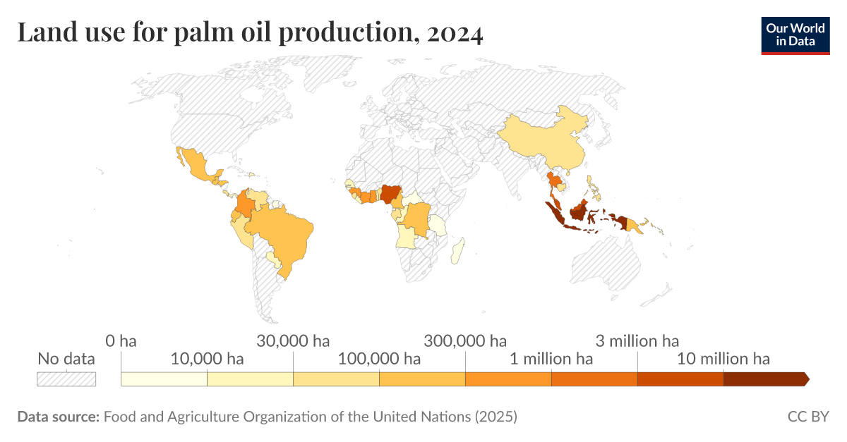 Land use for palm oil production - Our World in Data