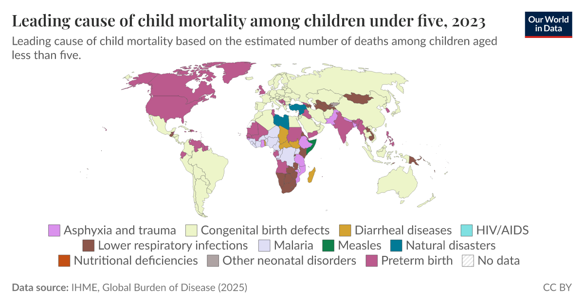 Leading cause of child mortality among children under five - Our World ...