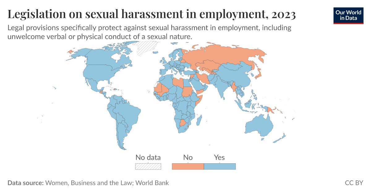 Legislation on sexual harassment in employment - Our World in Data