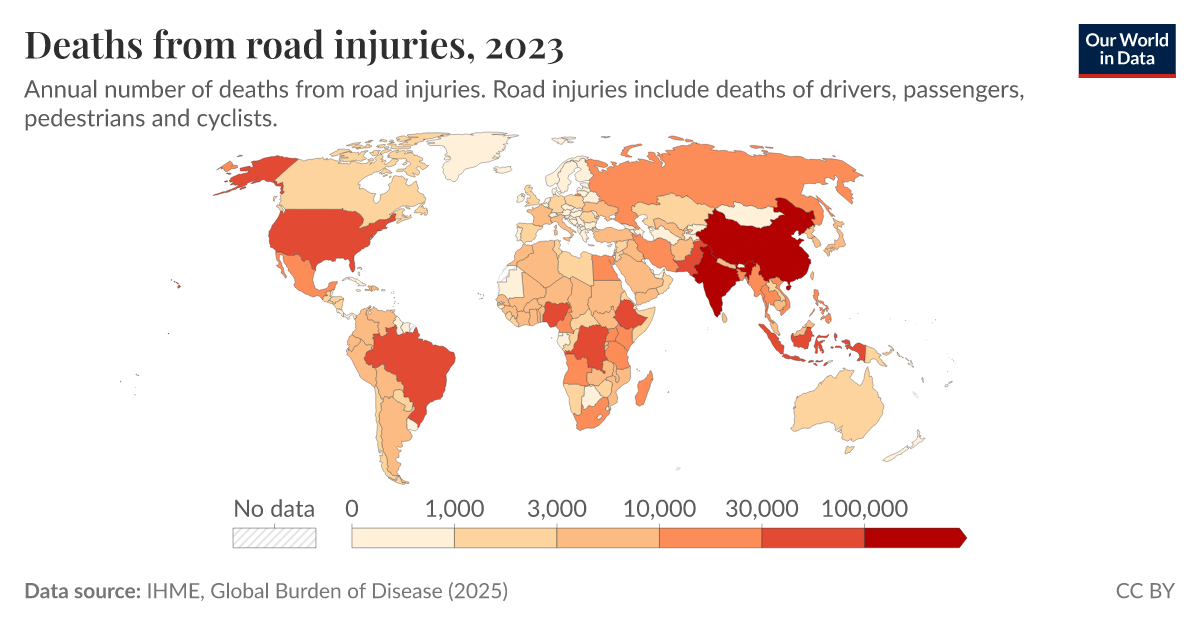 Deaths from road injuries - Our World in Data