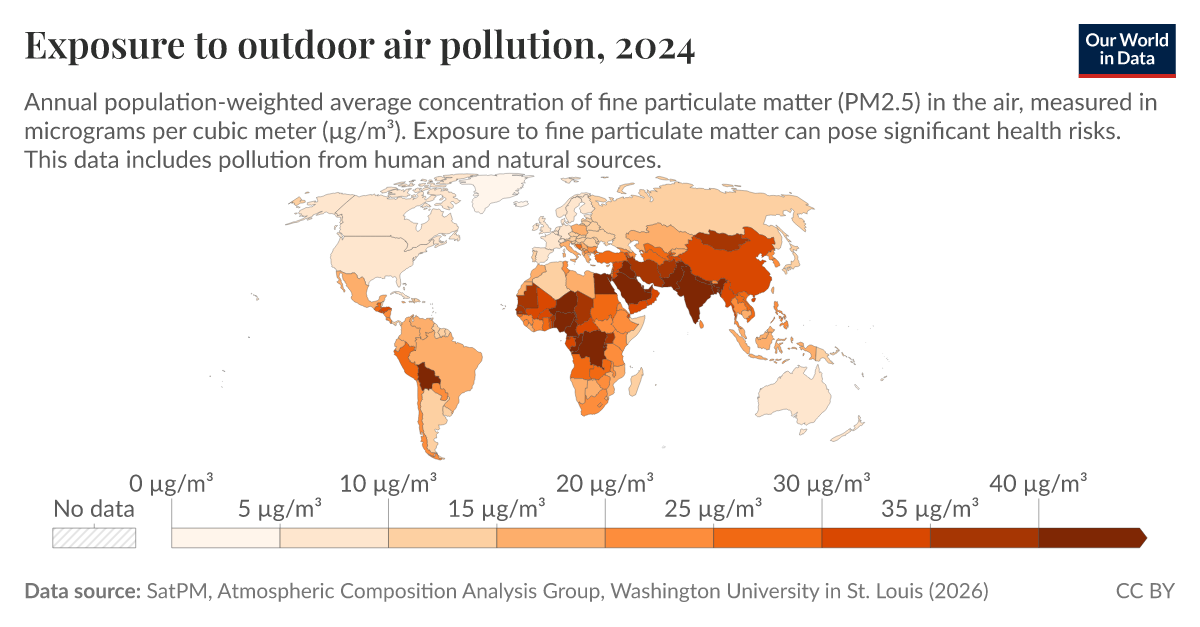 Exposure to outdoor air pollution - Our World in Data