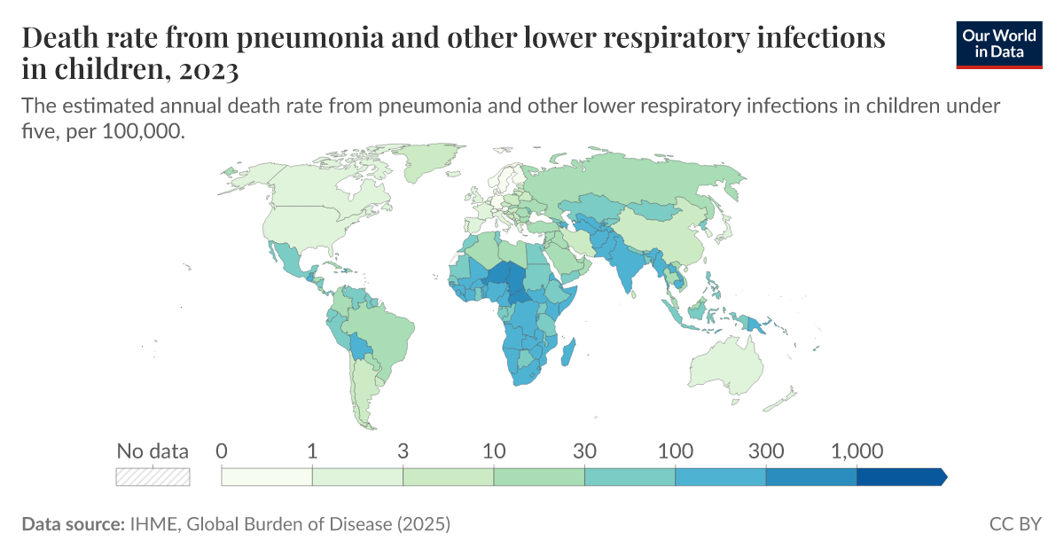Death rate from pneumonia and other lower respiratory infections in ...