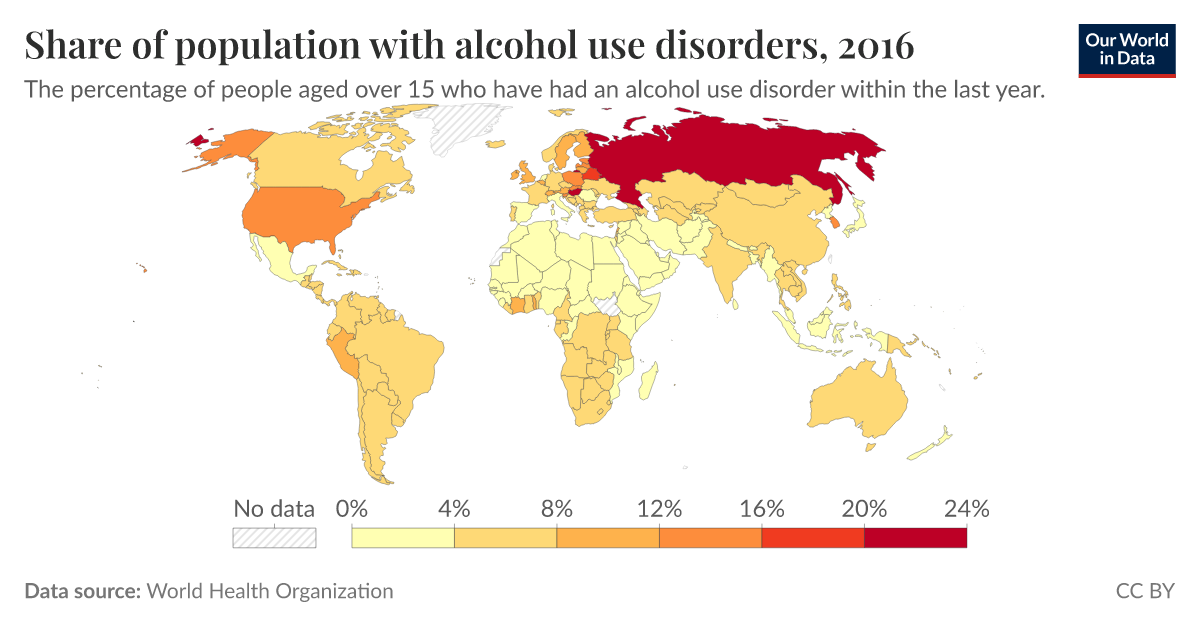 Share of population with alcohol use disorders - Our World in Data