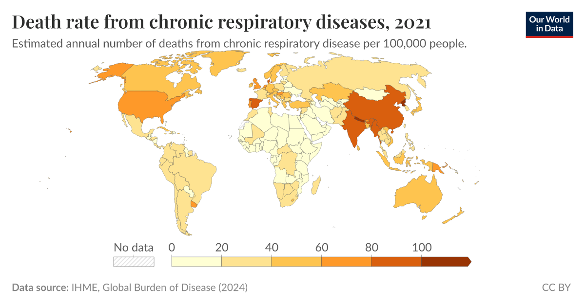 Death rate from chronic respiratory diseases - Our World in Data