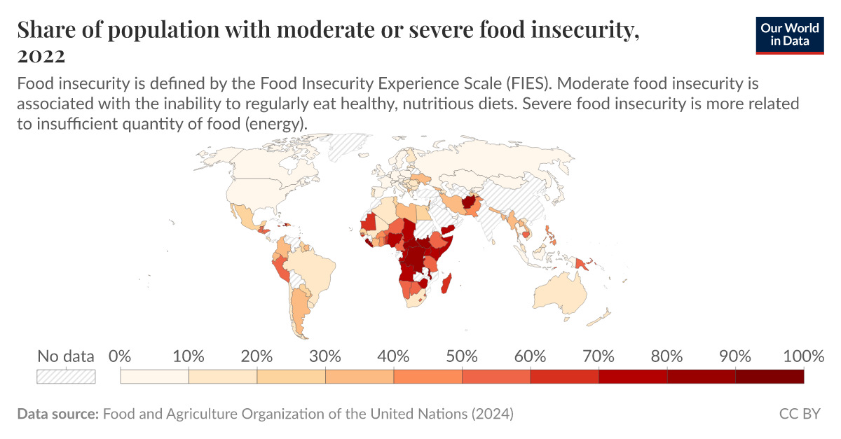 Share of population with moderate or severe food insecurity - Our World ...