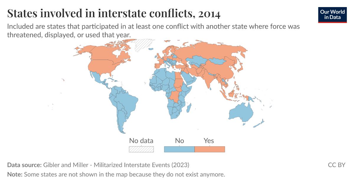 States involved in interstate conflicts - Our World in Data