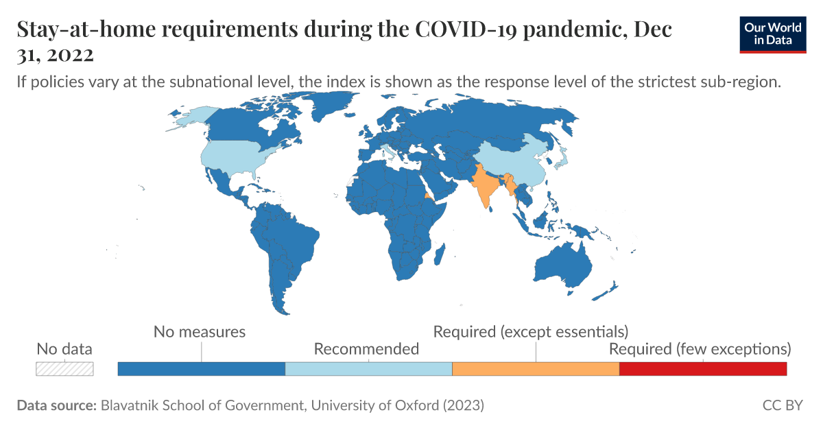 Stay-at-home requirements during the COVID-19 pandemic - Our World in Data