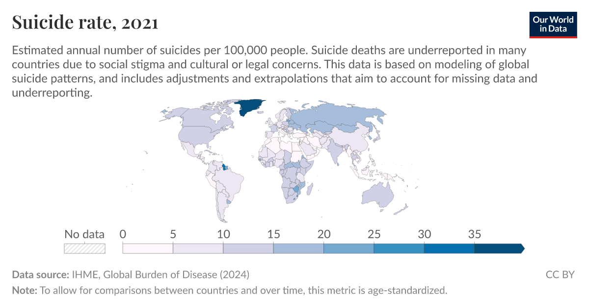 Suicide rate - Our World in Data
