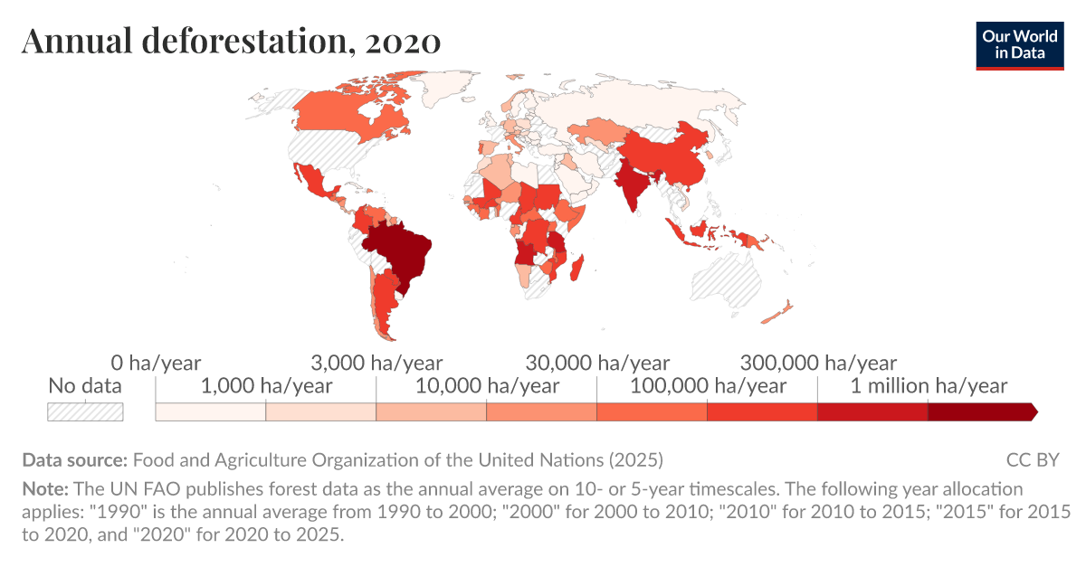Annual deforestation - Our World in Data