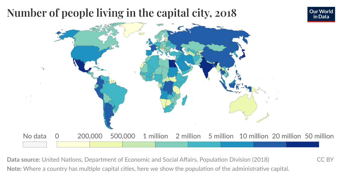 Number of people living in the capital city - Our World in Data