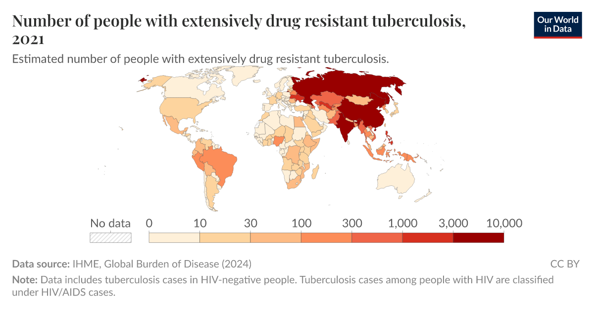 Prevalence of extensively drug resistant tuberculosis - Our World in Data