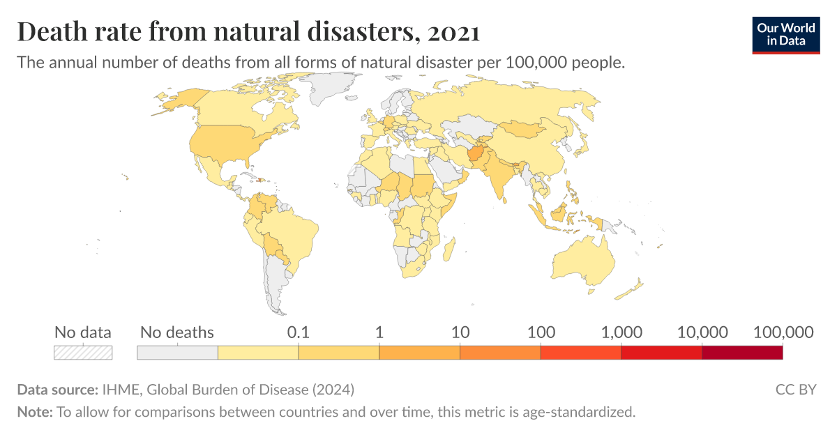 Death rate from natural disasters - Our World in Data