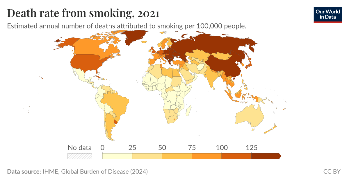 Death rate from smoking - Our World in Data