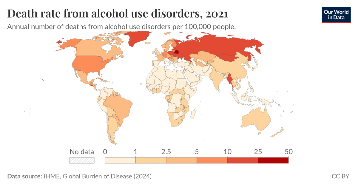 Death rate from alcohol use disorders - Our World in Data