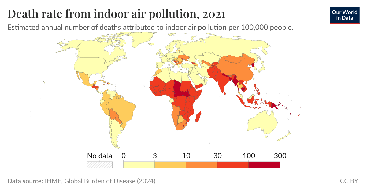 Death rate from indoor air pollution - Our World in Data