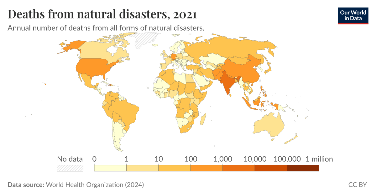 Deaths from natural disasters - Our World in Data
