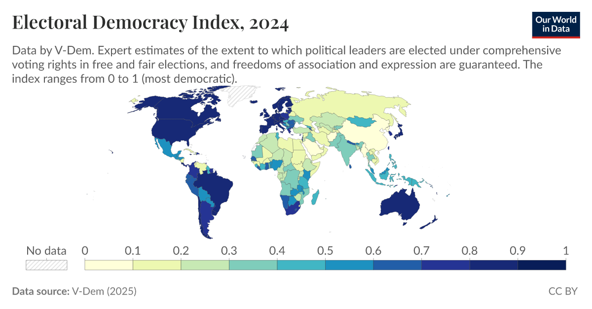 Electoral democracy index - Our World in Data