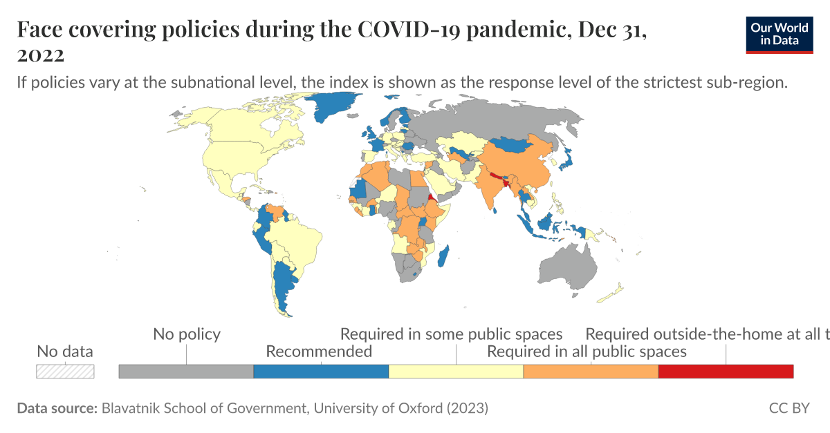 Face covering policies during the COVID-19 pandemic - Our World in Data