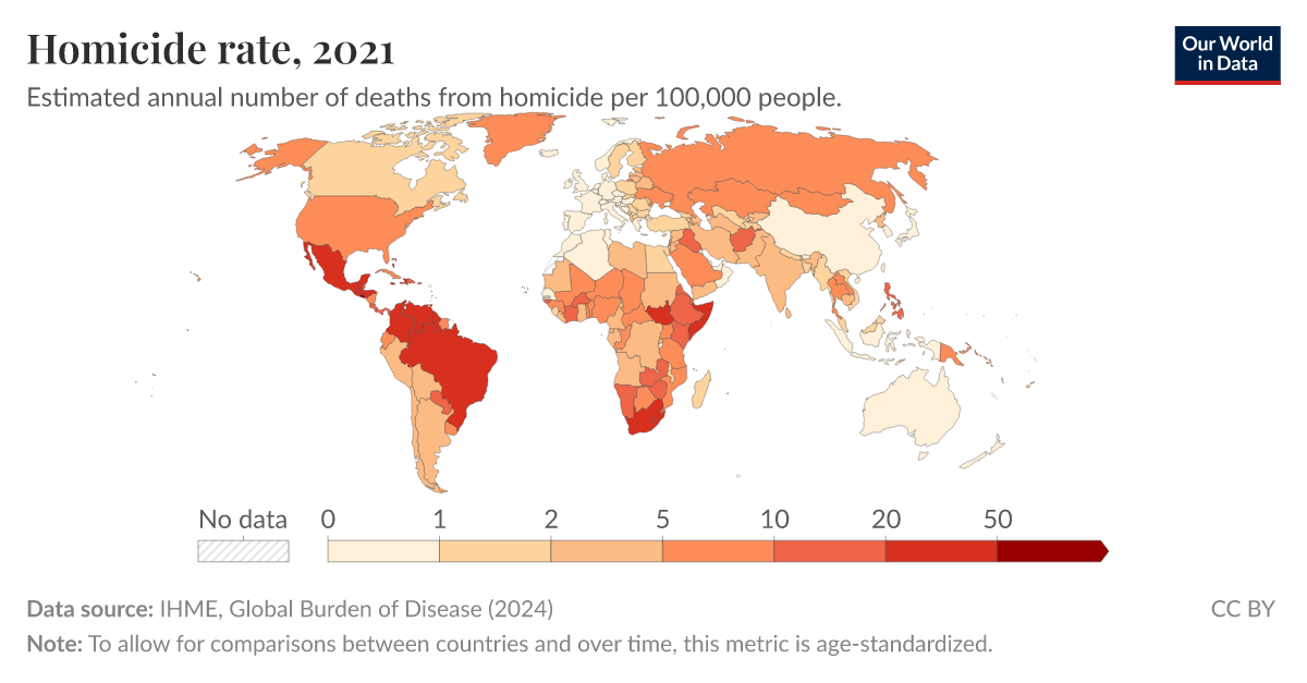 Homicide rate - Our World in Data